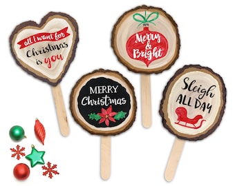 Christmas Photo Booth Props 10 Printable Hand Painted Signs | Etsy