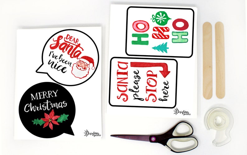 Christmas Photo Booth Props 10 Printable Hand Painted Signs - Etsy
