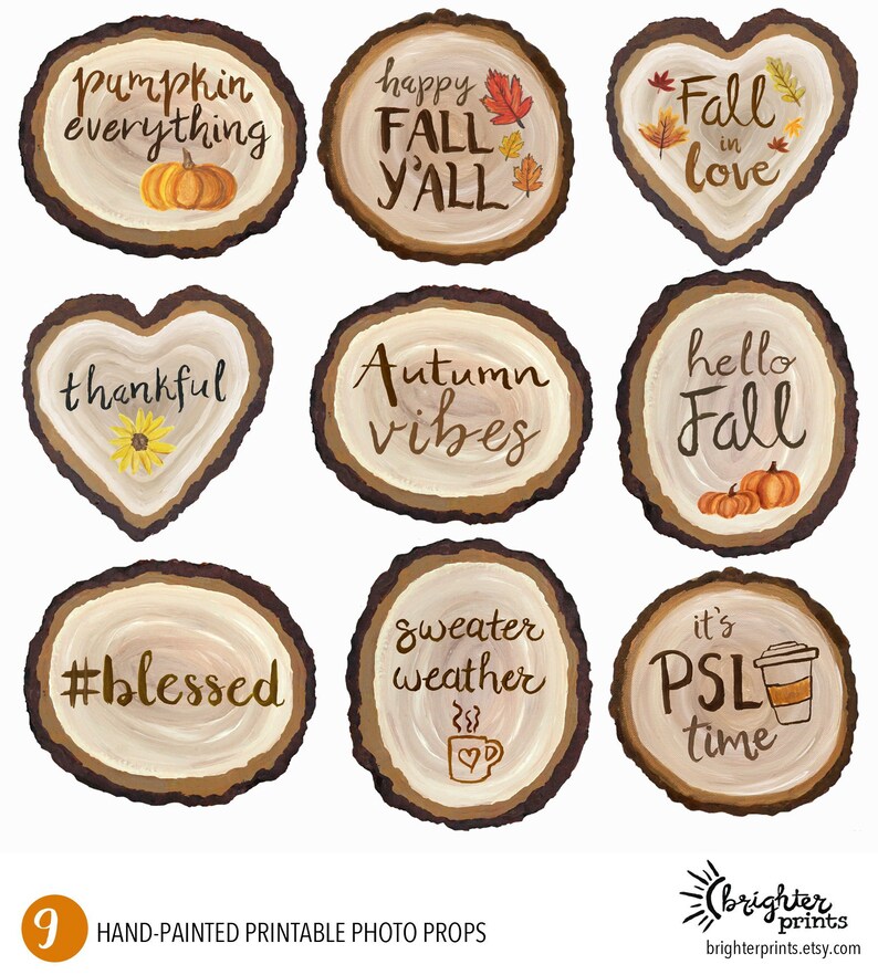 Fall Party Photo Booth Props 9 Printable Hand Painted Wood - Etsy