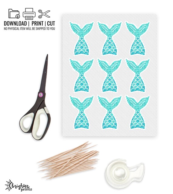 Mermaid Tail Cupcake Toppers Printable Mermaid Cupcake Topper Fondant
