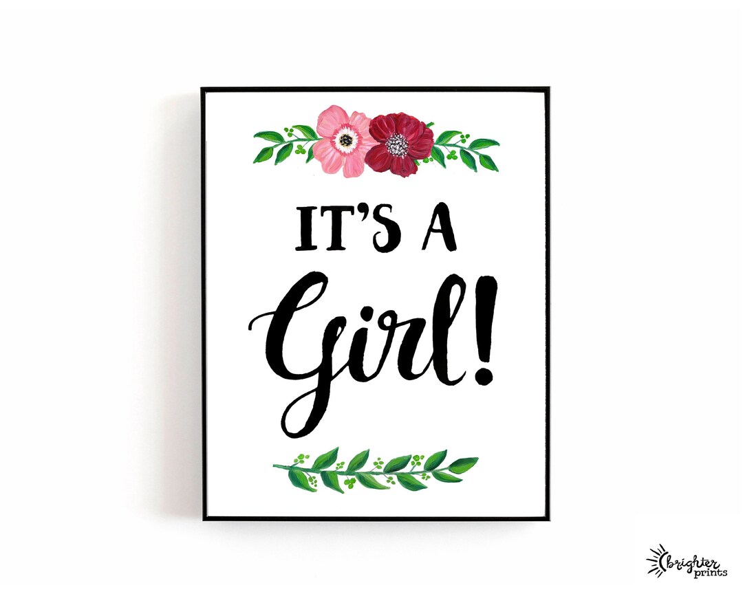 Baby Shower Sign Printable 8x10 & 5x7 - It's a Girl! - Pink Floral ...