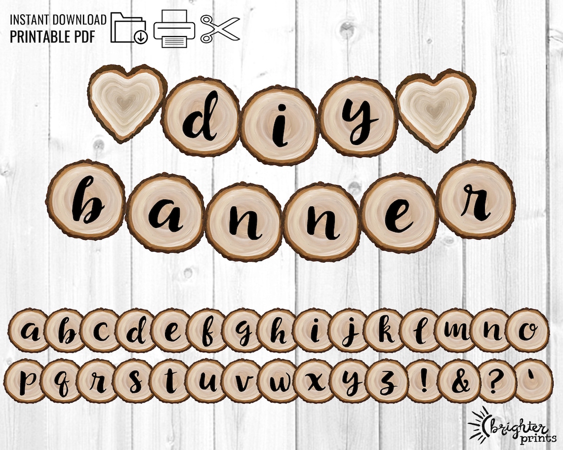 Printable Rustic Banner - Letters a to Z Lowercase Alphabet - Digital ...