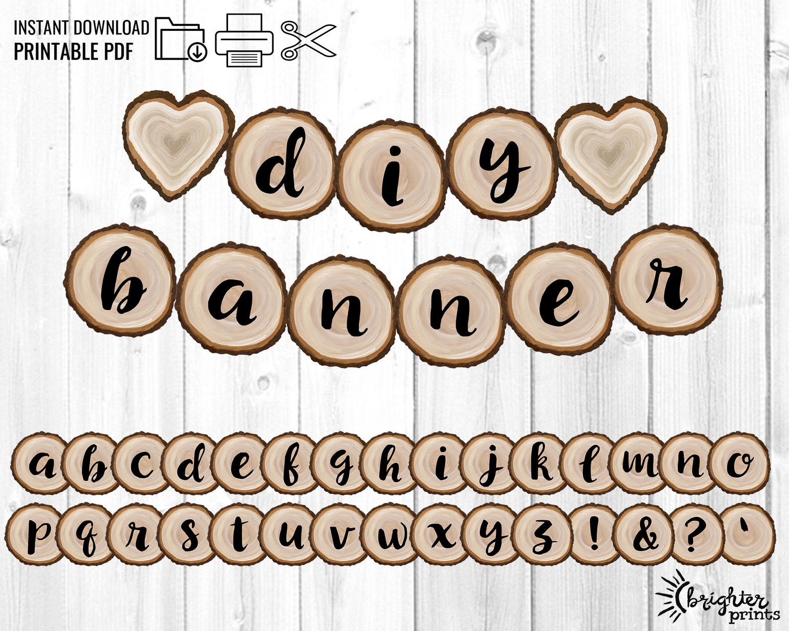 Printable Rustic Banner - Letters a to Z Lowercase Alphabet - Digital ...