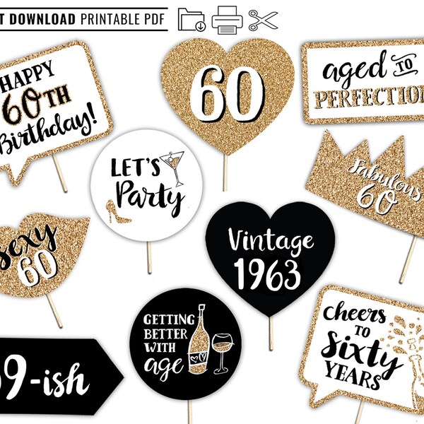 Happy 60th Birthday Printable - Etsy
