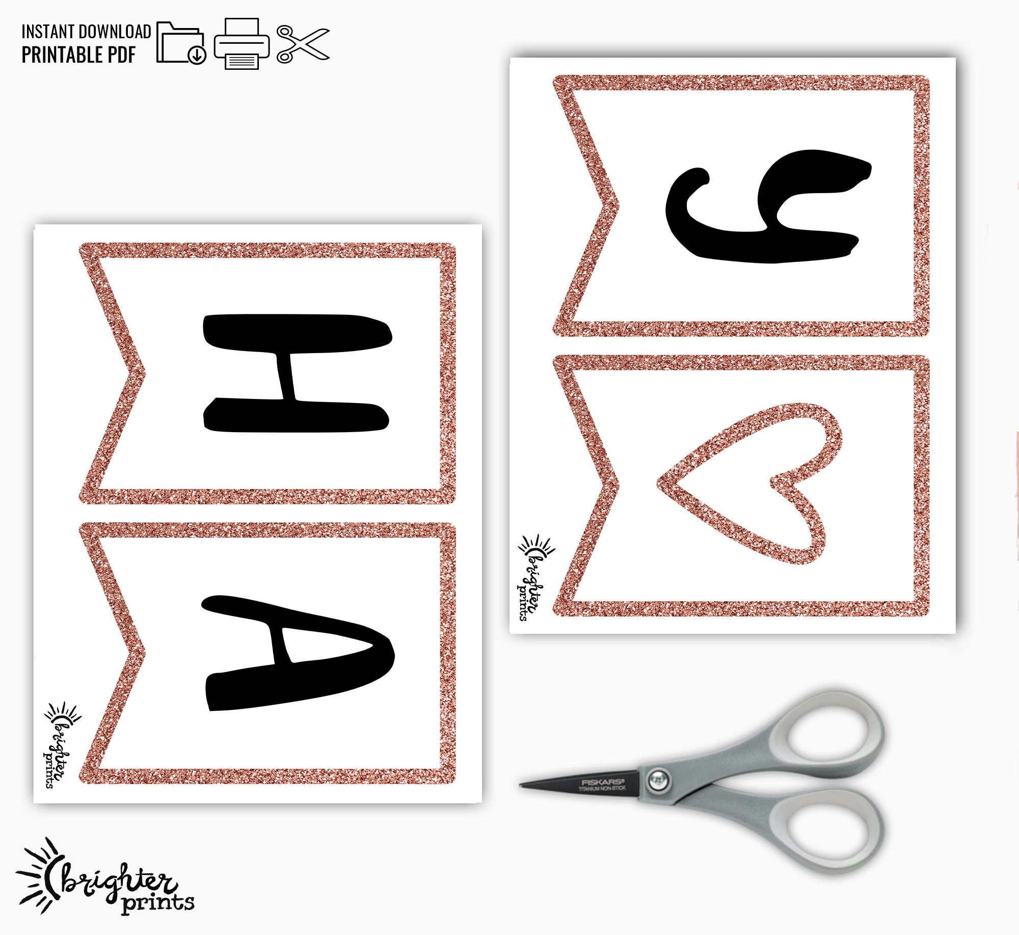 Printable Happy Birthday Banner INSTANT DOWNLOAD - DIY Rose Gold Bday ...