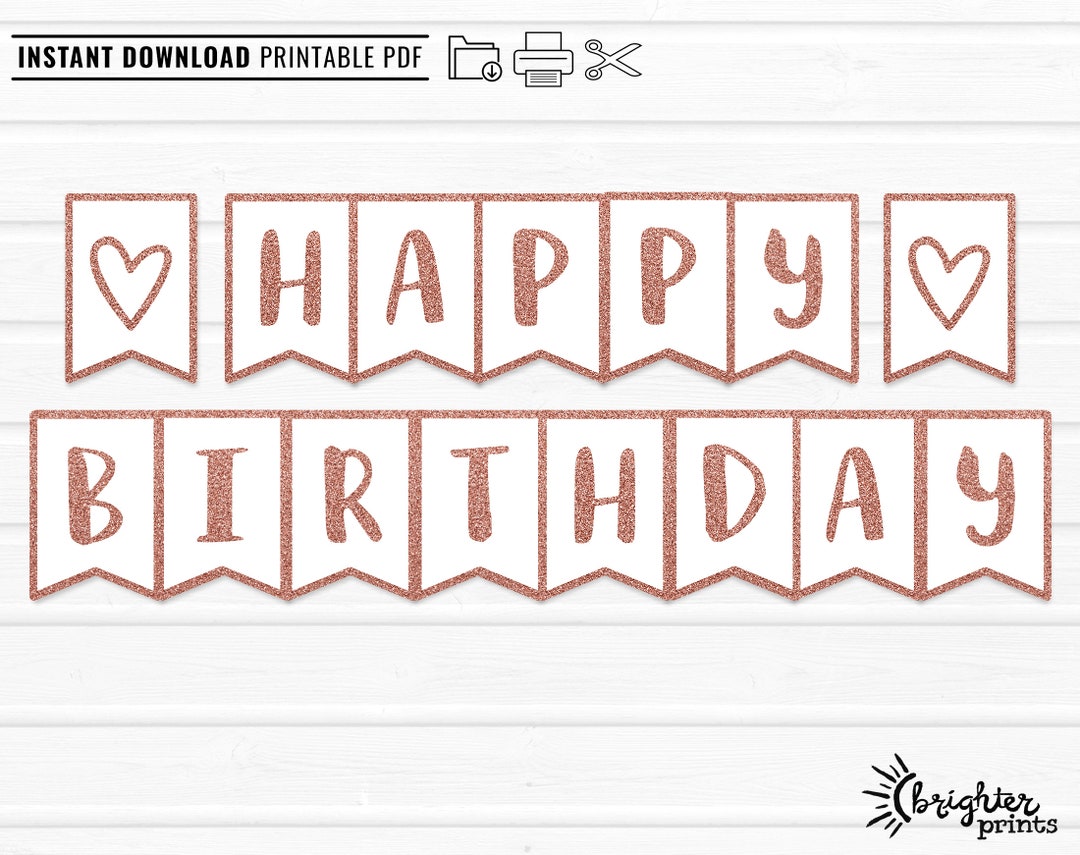 Printable Happy Birthday Banner INSTANT DOWNLOAD - DIY Download & Print ...