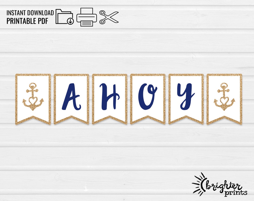 Printable Nautical Banner "ahoy" - DIY INSTANT DOWNLOAD - Nautical ...