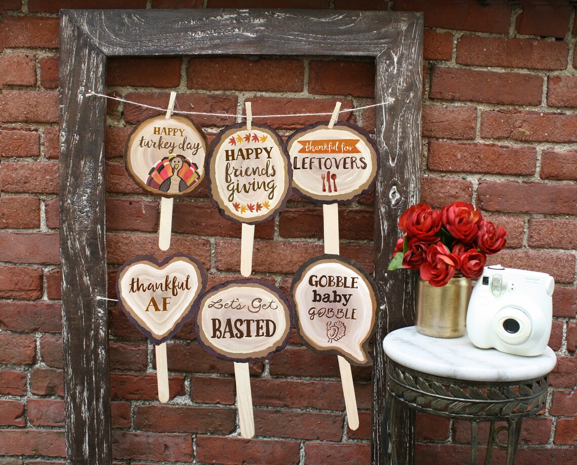 Friendsgiving Photo Booth Props 12 Printable Hand Painted | Etsy