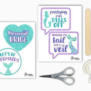 Printable Mermaid Bachelorette Photo Booth Props - 10 Signs Glitter ...