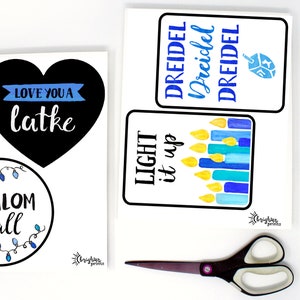 Hanukkah Photo Booth Props - 10 Printable Hand Painted Signs - White ...