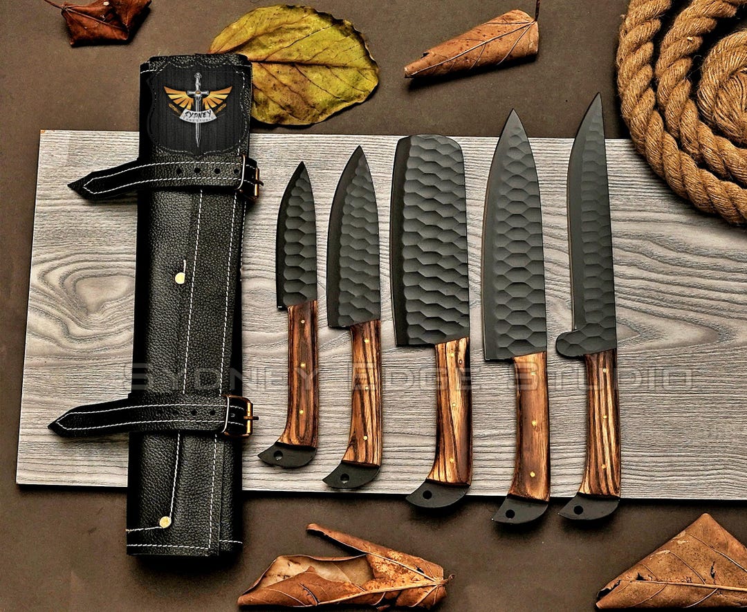 Hand Forge Damascus Chef Set | Damacus Knife Set [kitchen Knives-5pcs] Chef Knife | ANNIVERSARY ...