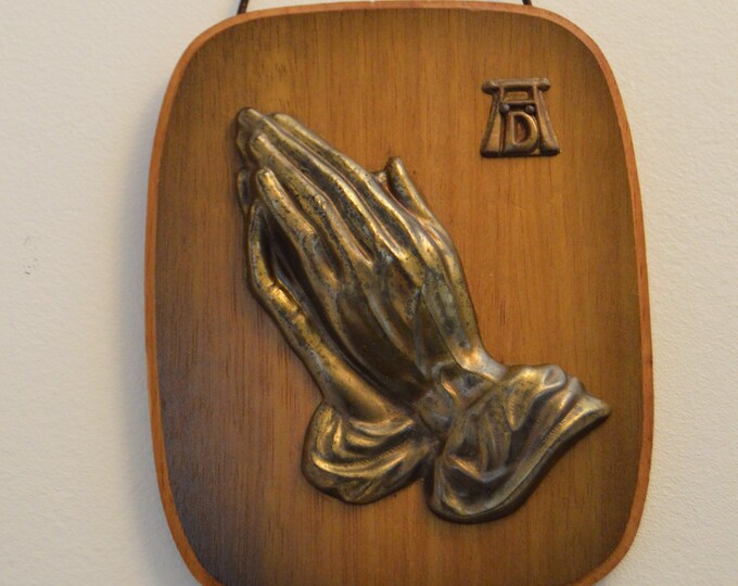 Midcentury Albrecht Dürer Wall Plaque Praying Hands, Wood Plaque, Brass ...