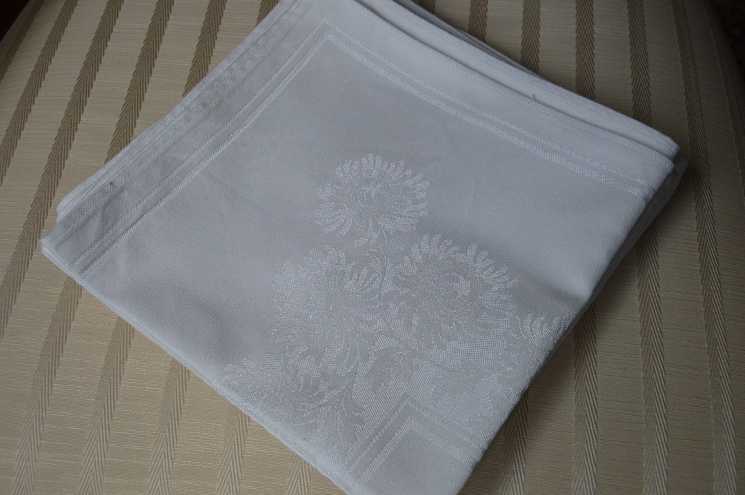 1950s White Cotton/rayon 16 Square Damask Dinner/luncheon Napkins ...