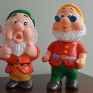 1960s Original Set of Seven Dwarfs, Rubber Squeaky Toys, All Marked ...