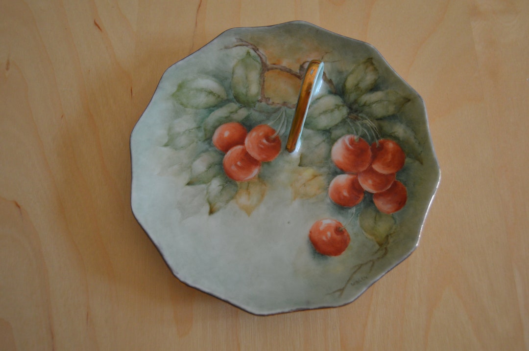 Vintage Porcelain Lemon Server/nappy Plate With Handle, Beautiful Blue ...