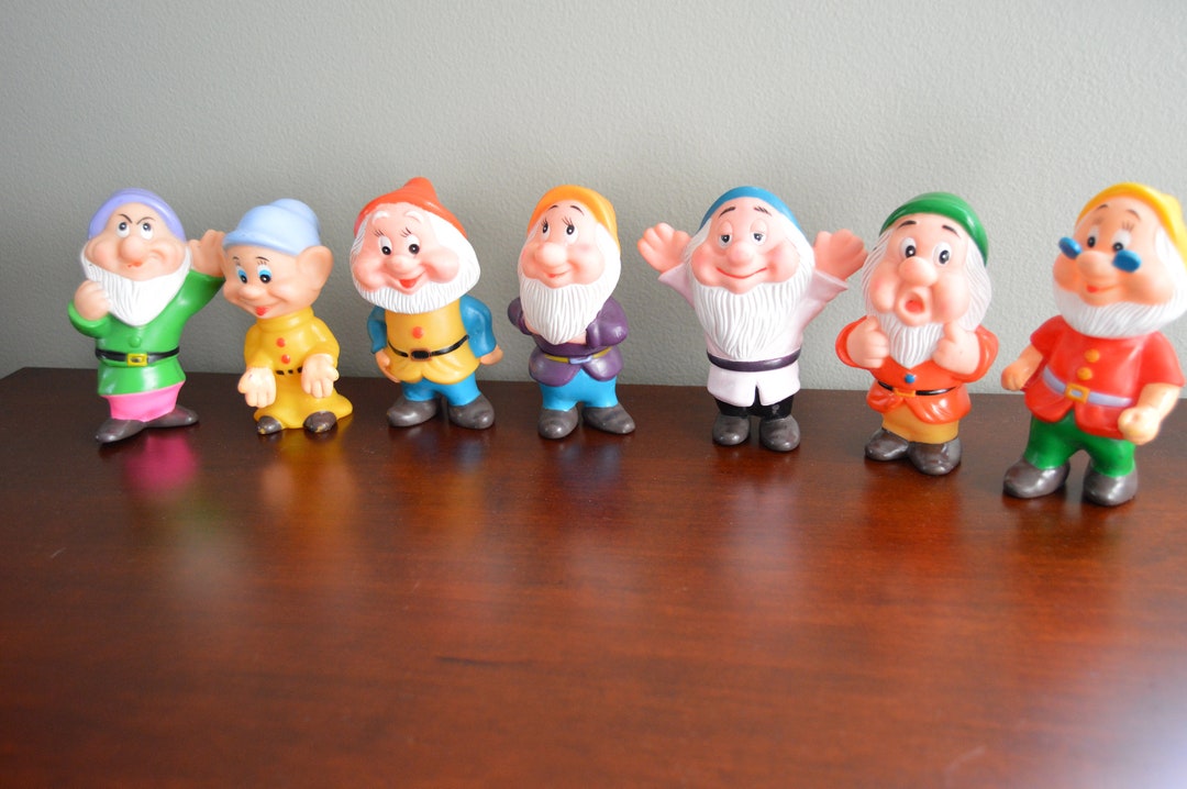 1960s Original Set of Seven Dwarfs, Rubber Squeaky Toys, All Marked ...