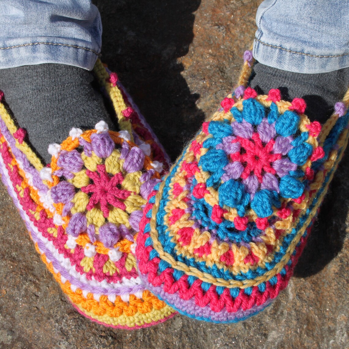 Crochet Pattern for Colorful Slippers - Etsy