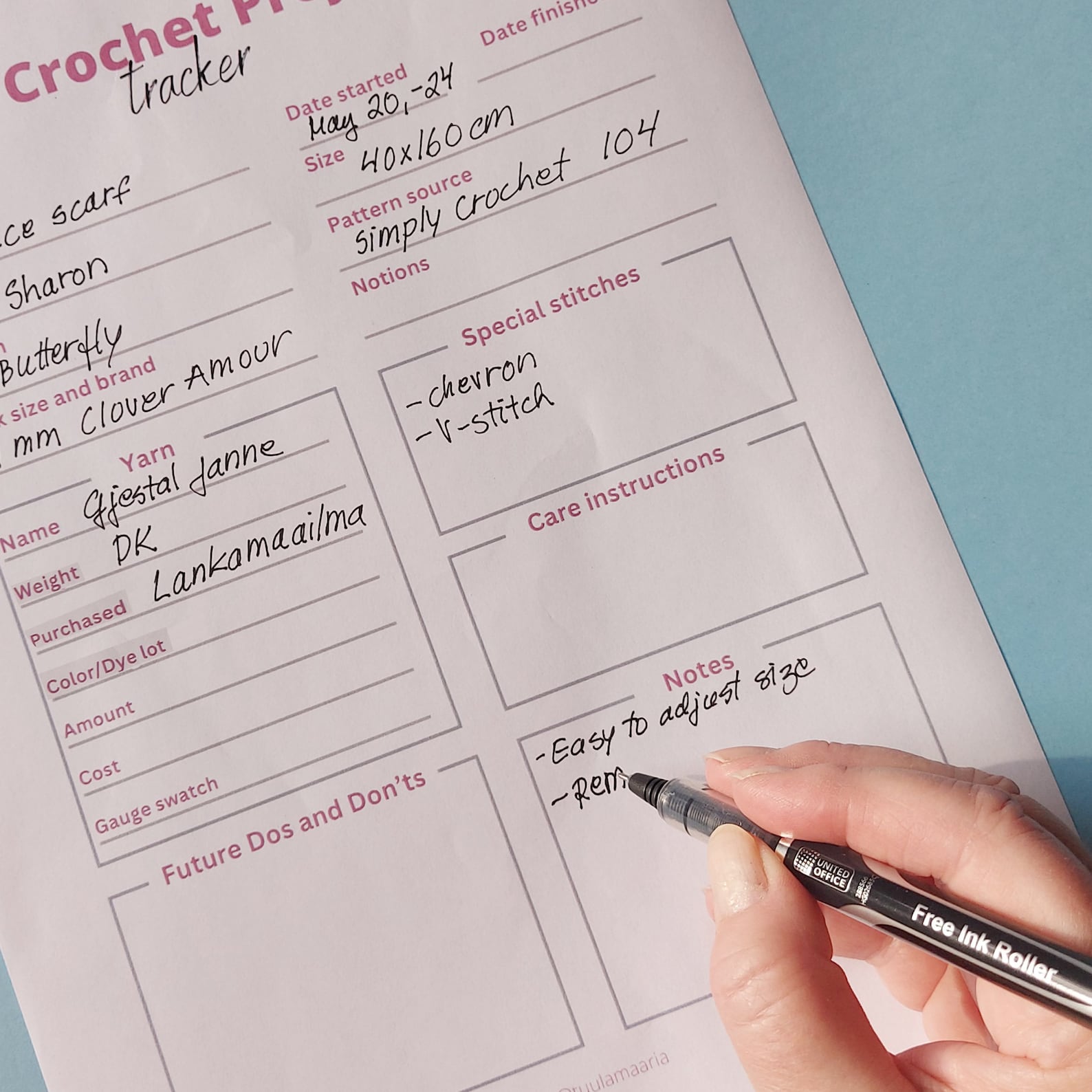 Crochet Project Tracker Printable - Handy Reference Sheet for Crochet ...