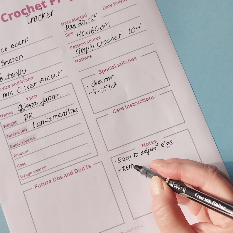 Crochet Project Tracker Printable - Handy Reference Sheet for Crochet ...