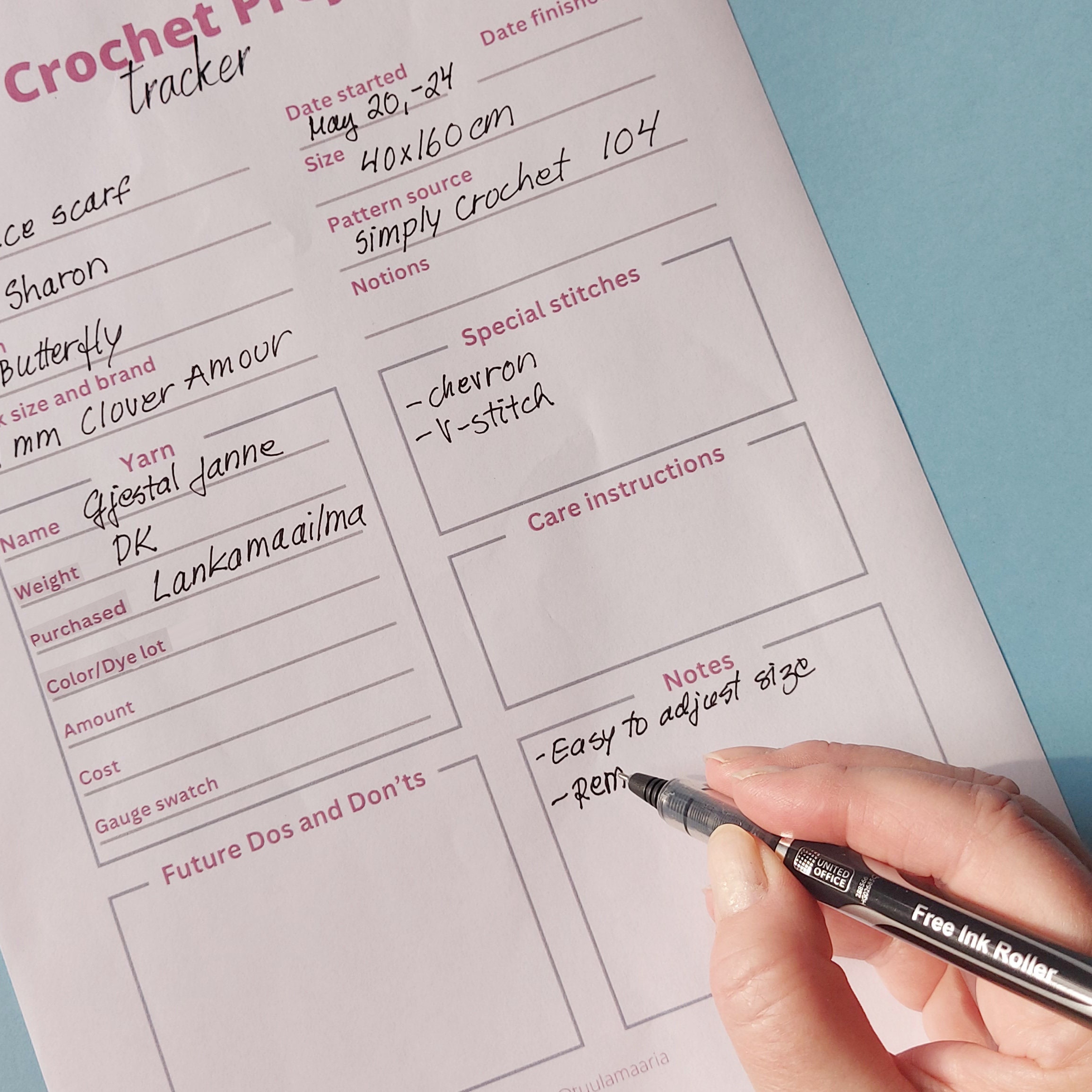 Crochet Project Tracker Printable - Handy Reference Sheet for Crochet ...