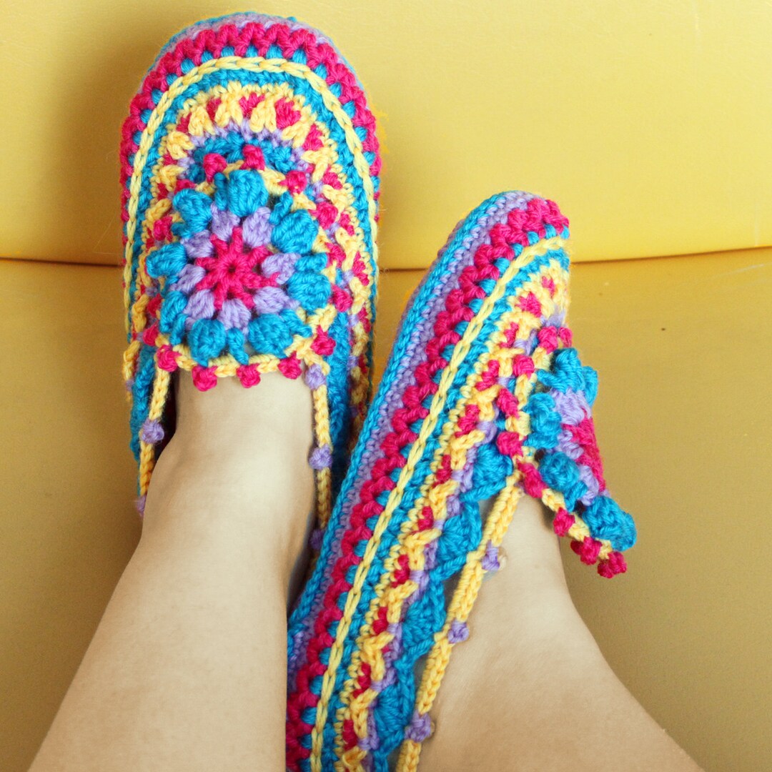 Crochet Pattern for Colorful Slippers - Etsy