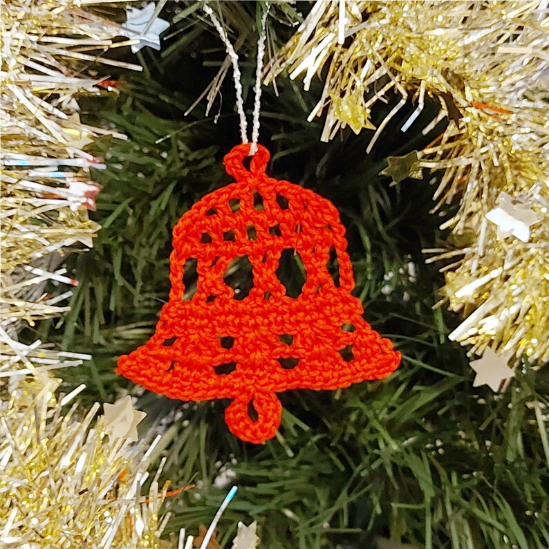CROCHET PATTERN Bell Applique Christmas Tree Ornament - Etsy
