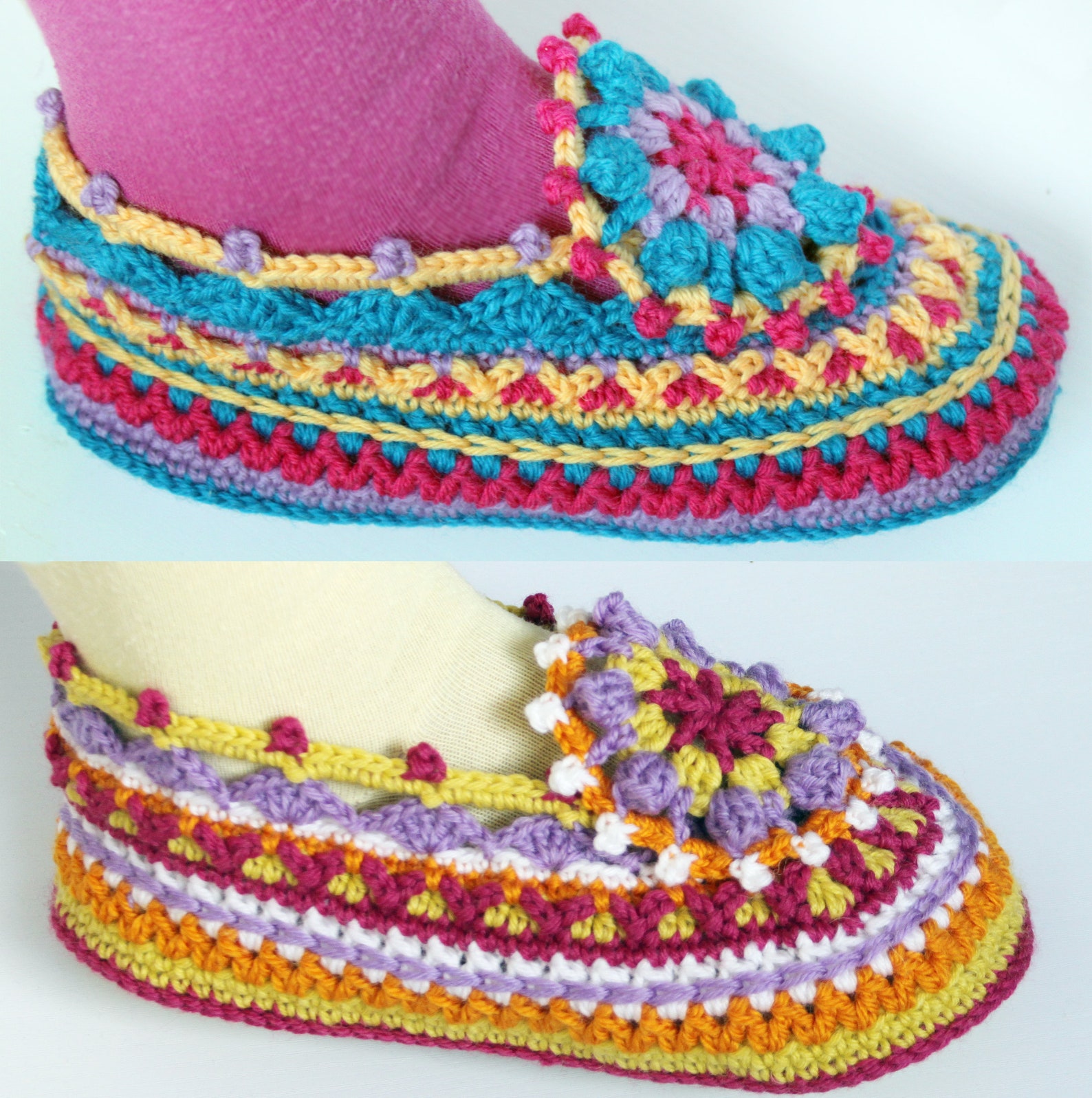 Crochet Pattern for Colorful Slippers - Etsy