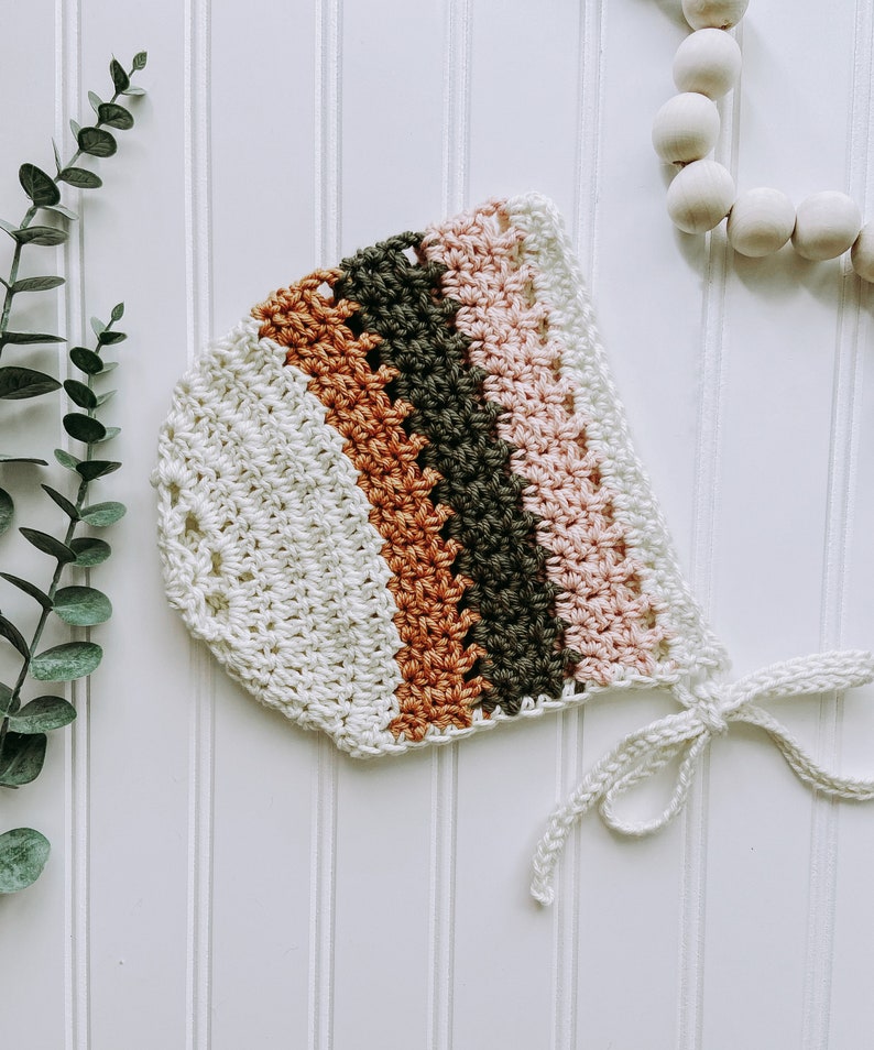 Lilah Boho Baby Bonnet Crochet Pattern | Color Block Design (PDF ...