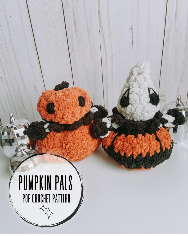 Crochet Pumpkin Ghost Plushie Pattern, Halloween Pals (PDF Pattern ...