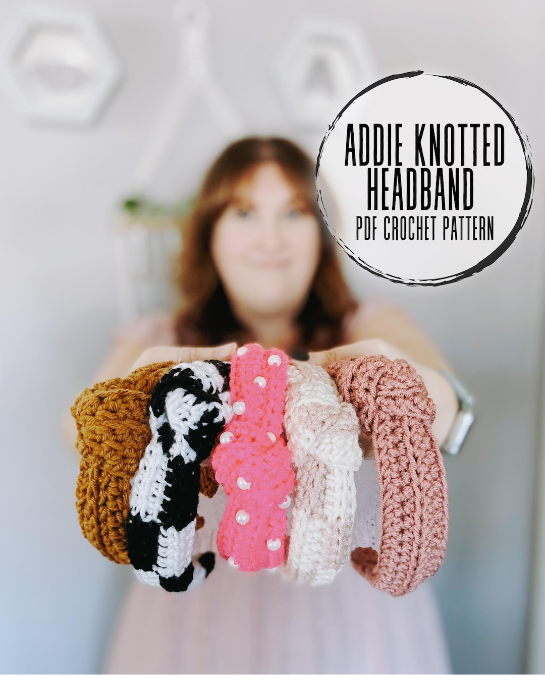 Addie Knotted Headband Crochet Pattern, Checkered & Solid (PDF Pattern ...