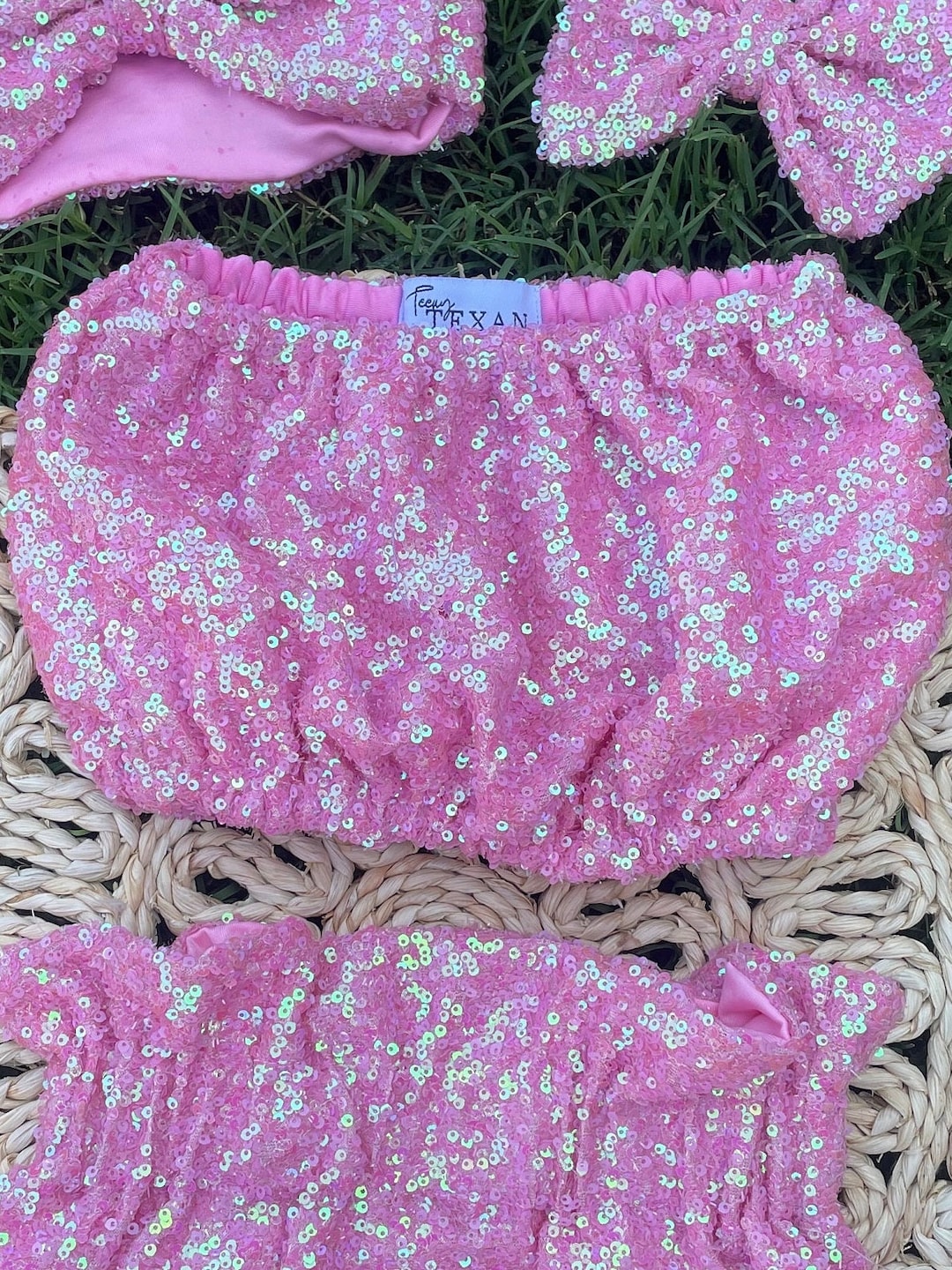 Girls Light Pink Sequin Strapless Tube Top - Etsy