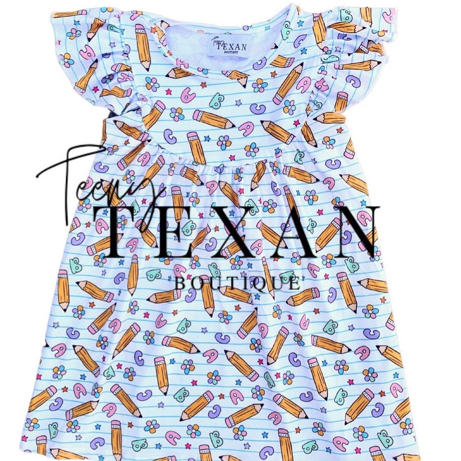 Toddler Girls Back to School Boutique Learning Dress, White Pencil ...