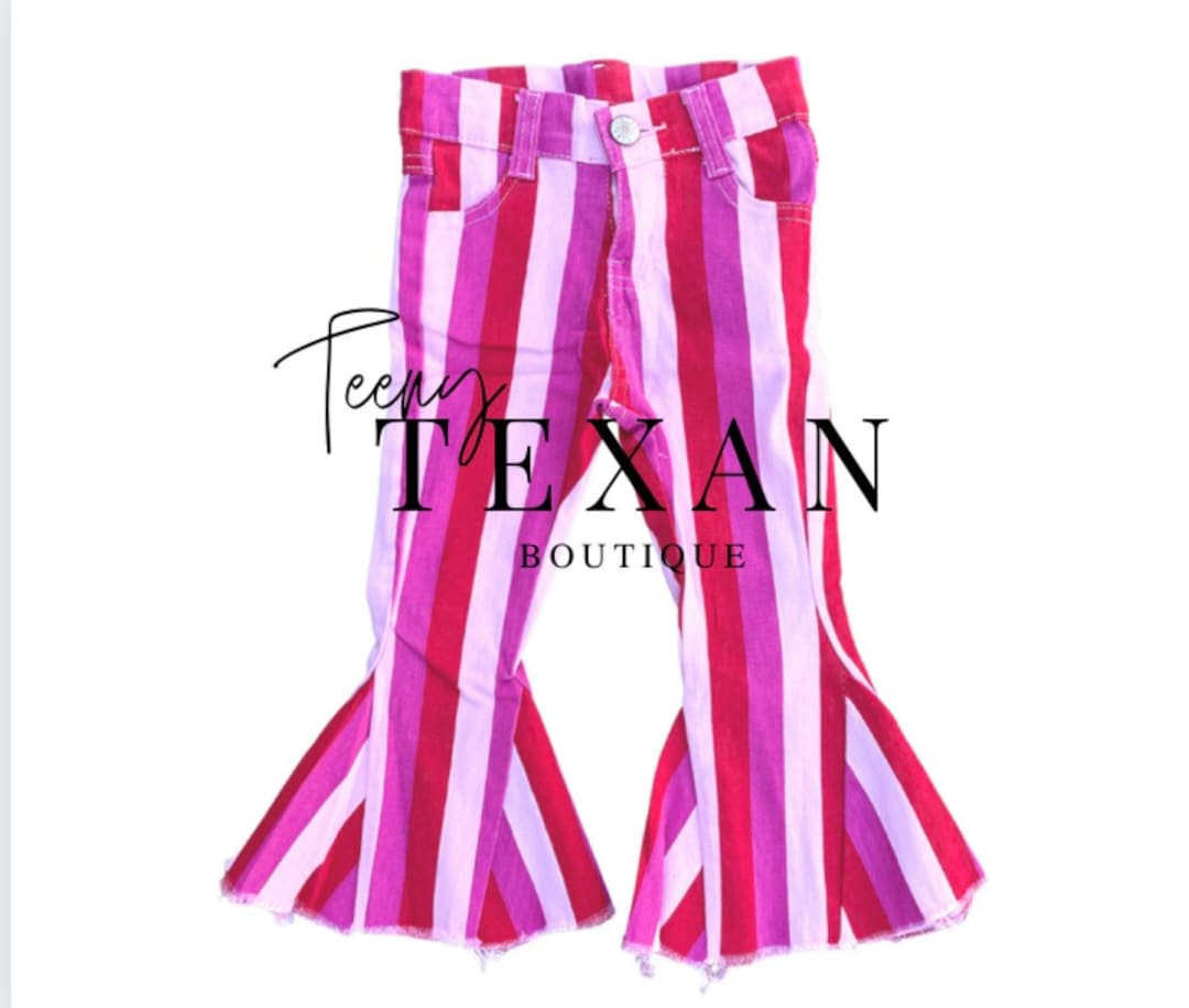 Kids Western Rodeo Multi Stripe Pink Bell Bottom Flare Jeans - Etsy