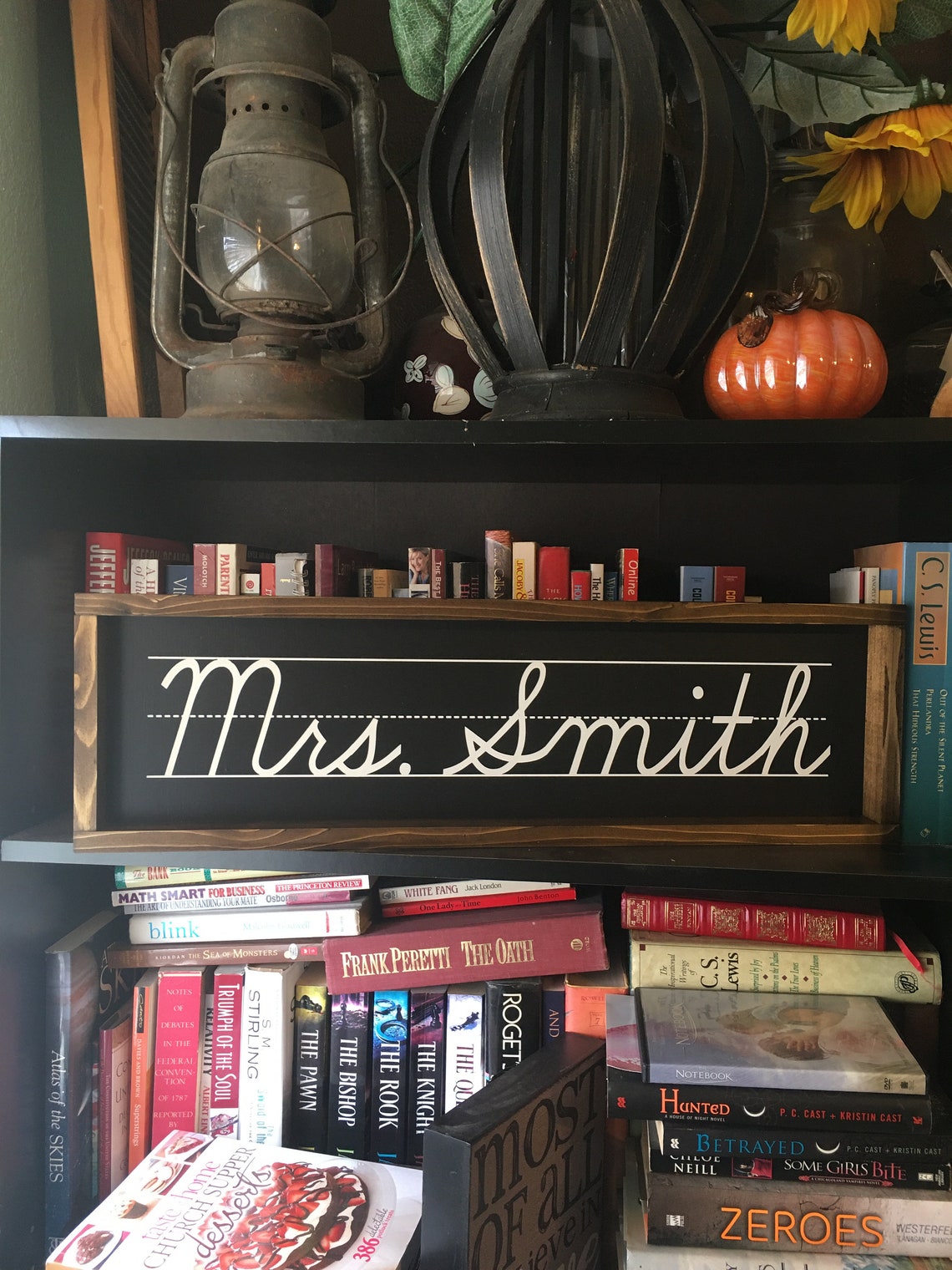 Custom Teacher Name Sign Chalkboard Font rustic Farmhouse | Etsy