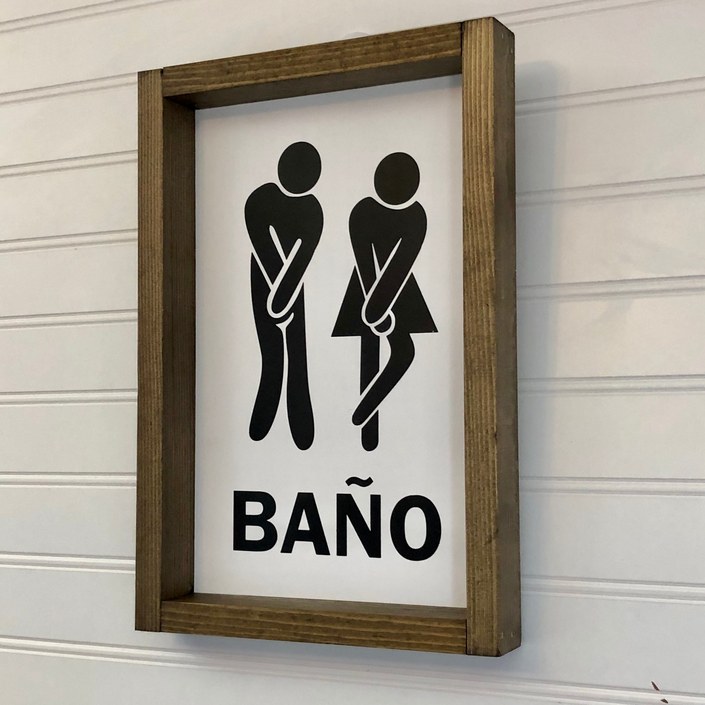 Baño | Funny Spanish Bathroom Sign | Rustic Farmhouse Wood Sign With ...