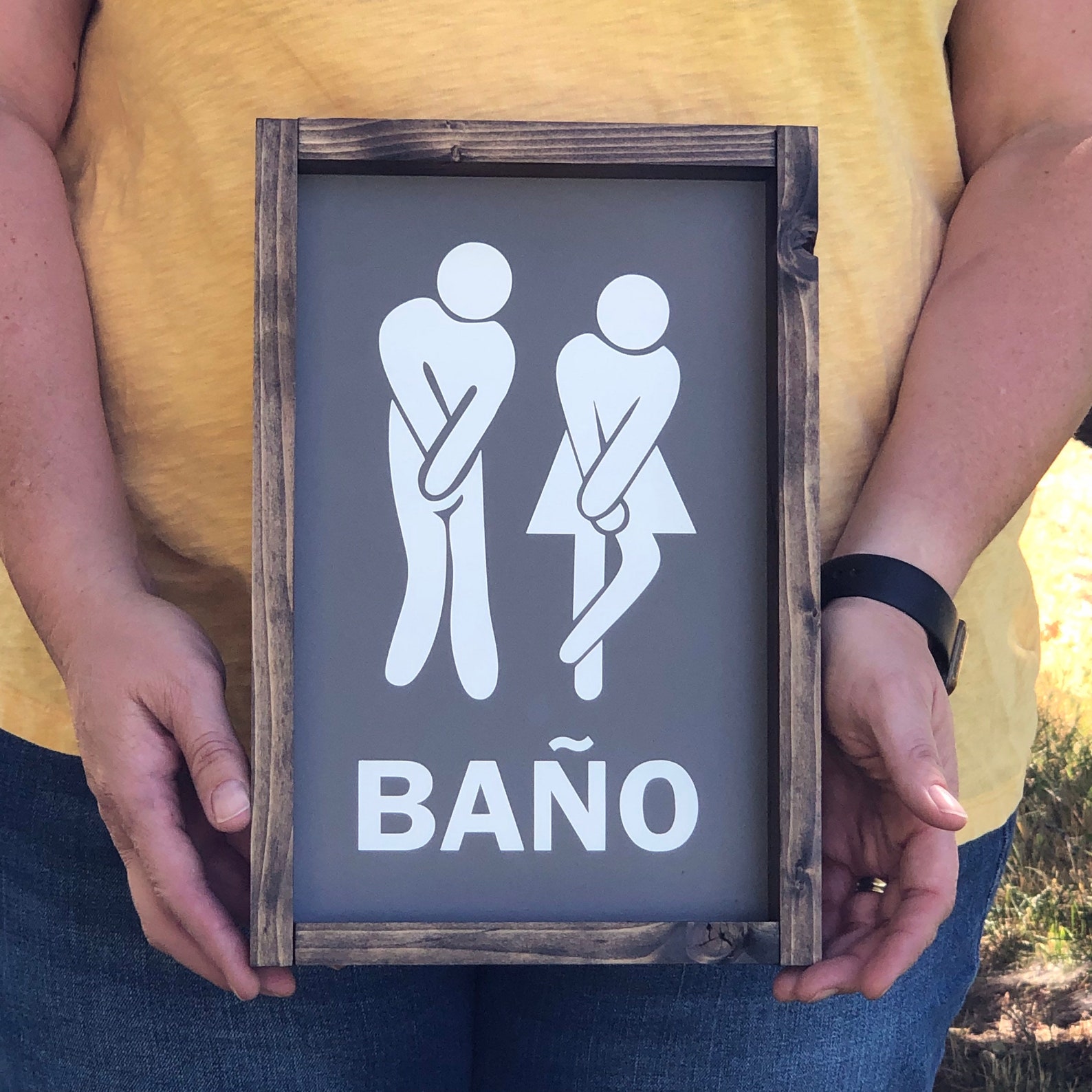 Baño | Funny Spanish Bathroom Sign | Rustic Farmhouse Wood Sign With ...