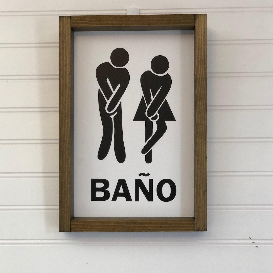 Baño | Funny Spanish Bathroom Sign | Rustic Farmhouse Wood Sign With ...