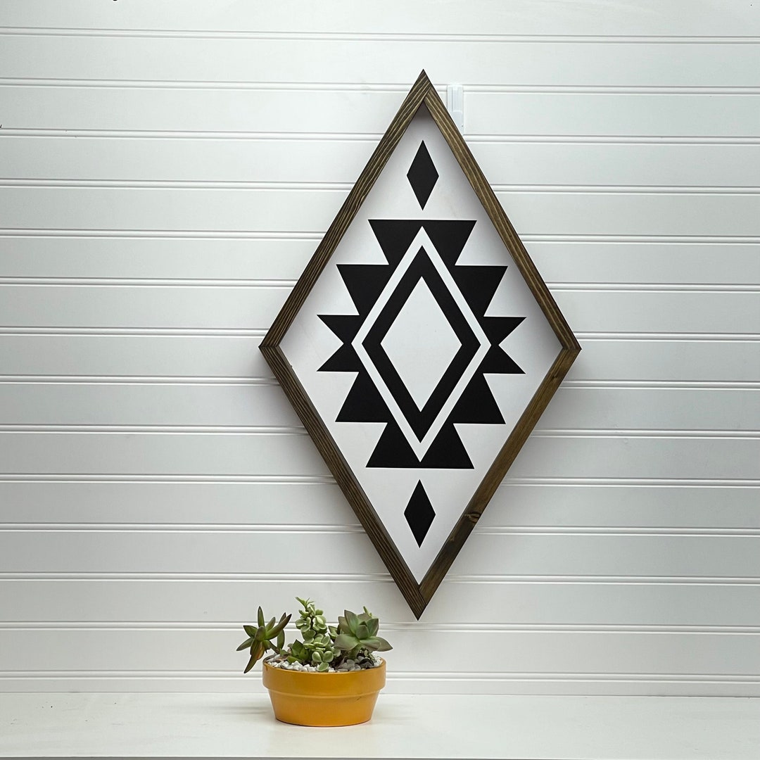 Aztec Diamond Sign Wood Wall Art 3 Sizes Eclectic Decor - Etsy