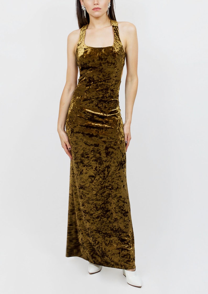 Bronze Prom Dresses, Prom Dress Long, Prom Dress, Small Dress, Velvet ...