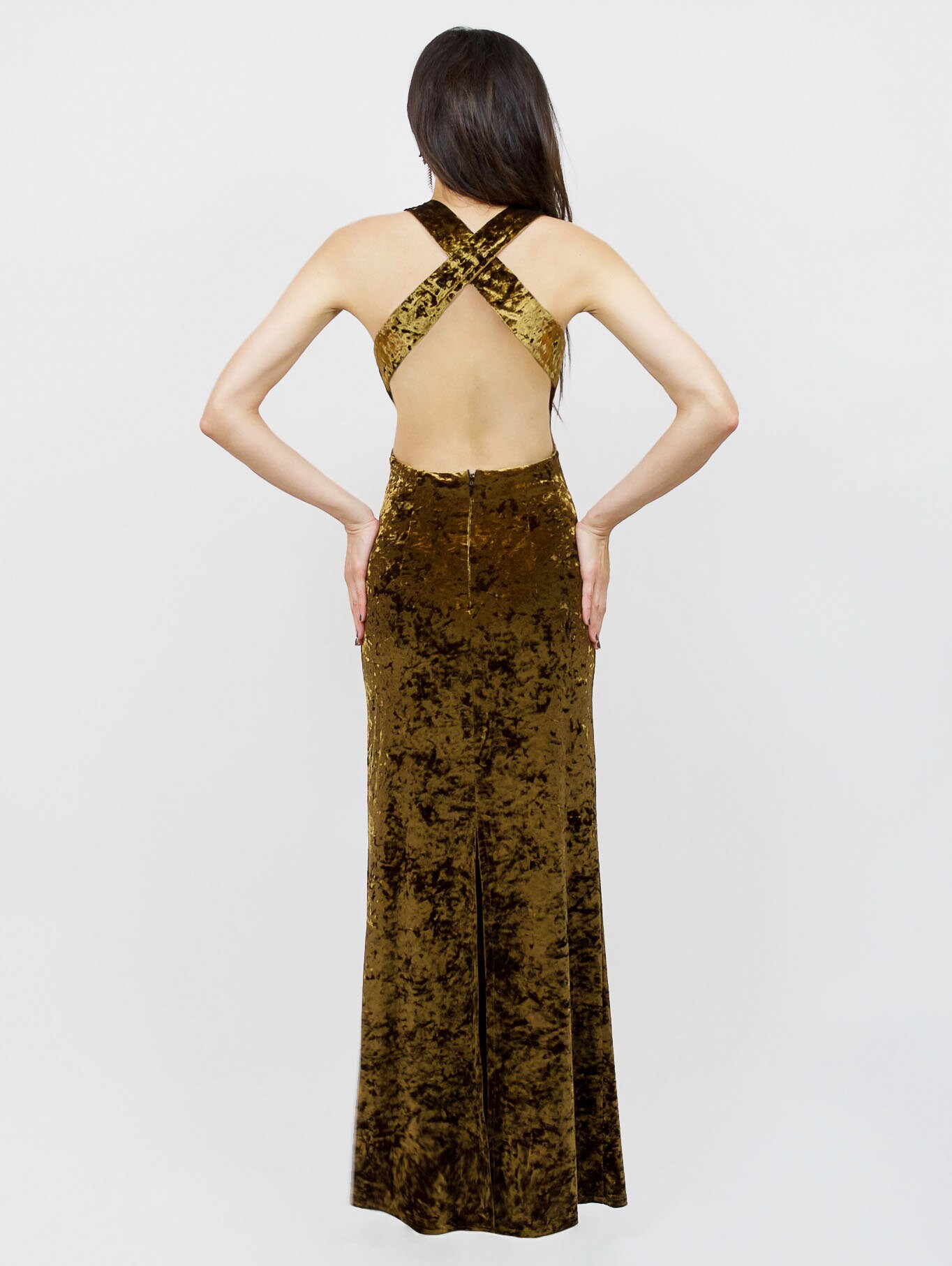 Bronze Prom Dresses, Prom Dress Long, Prom Dress, Small Dress, Velvet ...