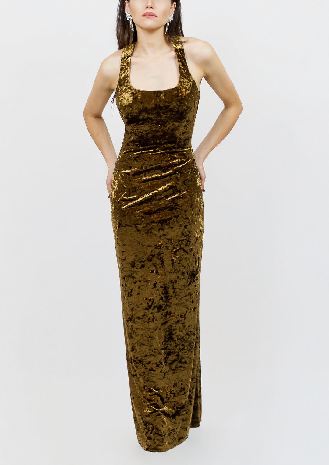 Bronze Prom Dresses, Prom Dress Long, Prom Dress, Small Dress, Velvet ...