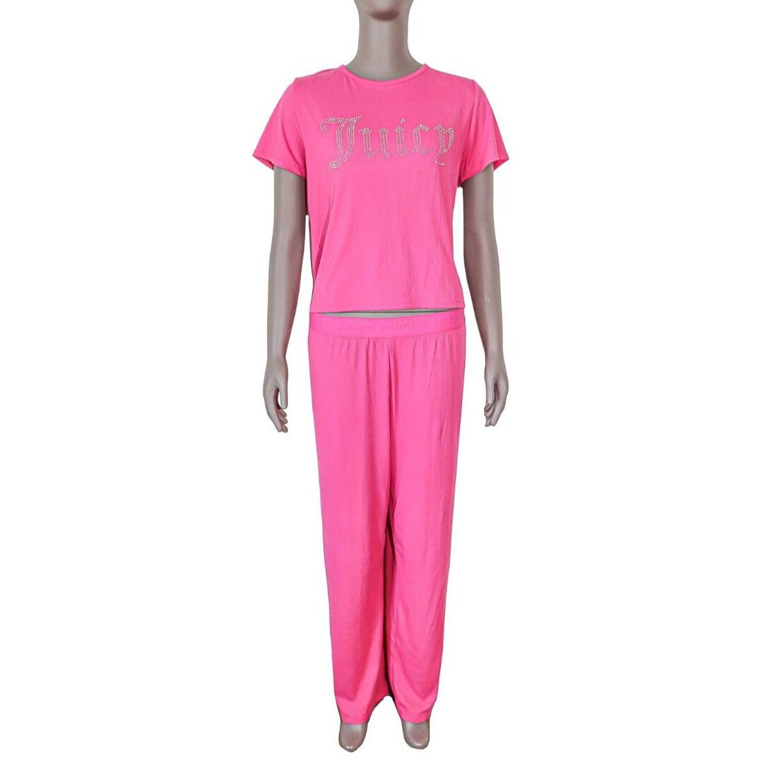 Juicy Couture Pink Pajamas Matching Set Casual Loungewear Two Piece Set ...