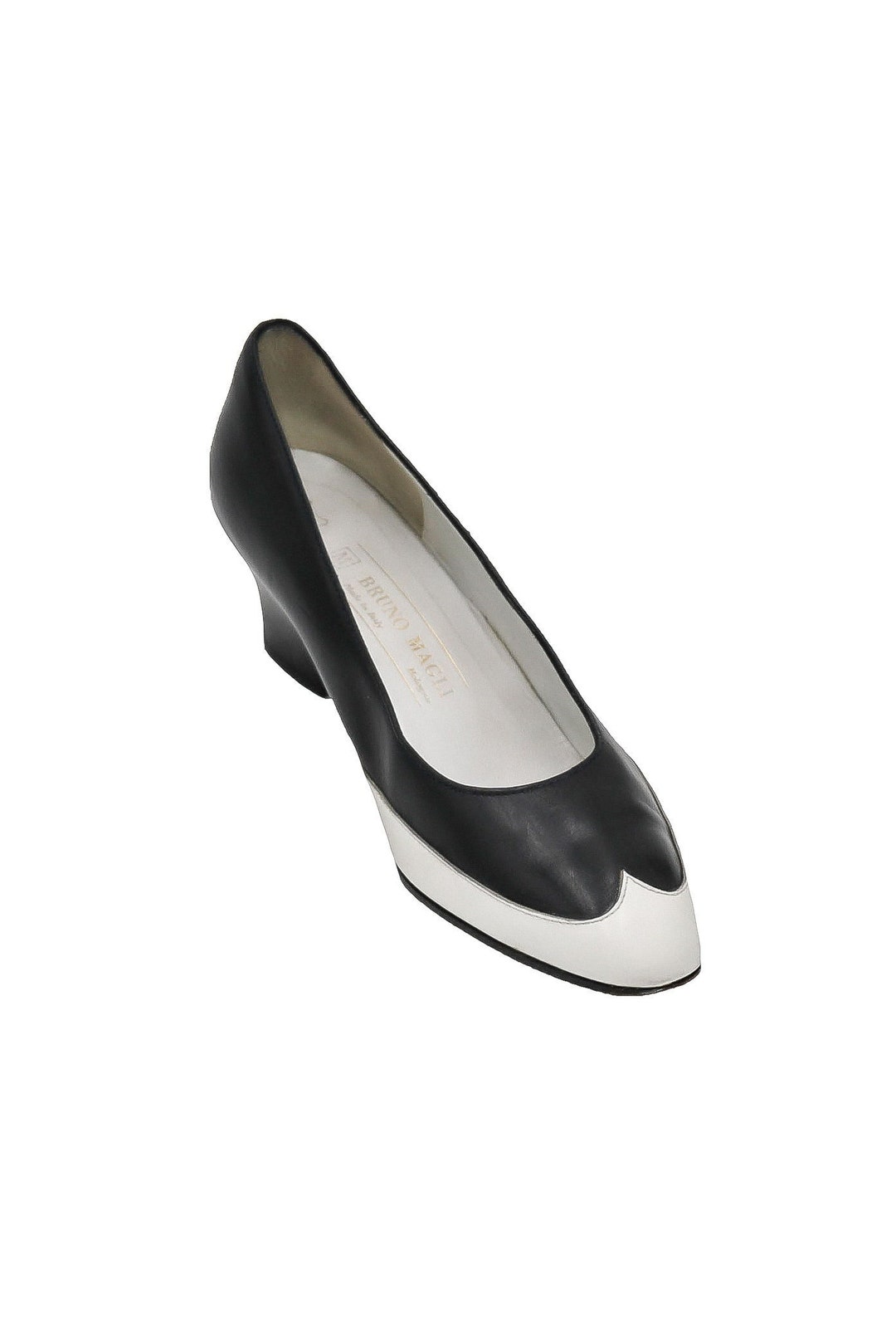 Vintage Black White Oxford Preppy Pumps 38.5 Block Heel Pumps Work ...