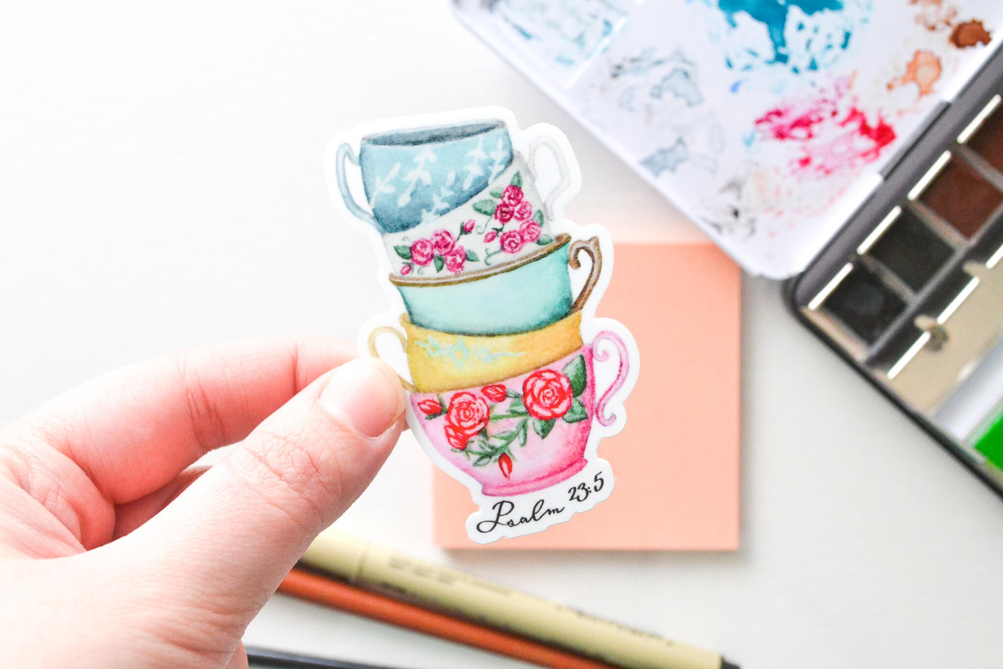 My Cup Overflows Christian Sticker Tea Cup Sticker Bible | Etsy