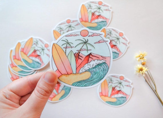 Ocean Waves Beach Sticker Waterproof Sticker Summer Vsco - Etsy