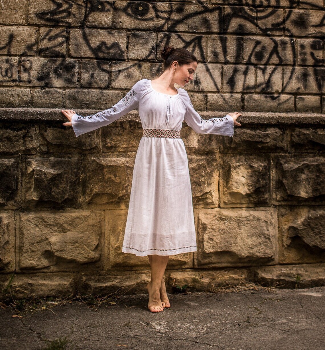 Dress With Traditional Romanian Embroidery | Etsy