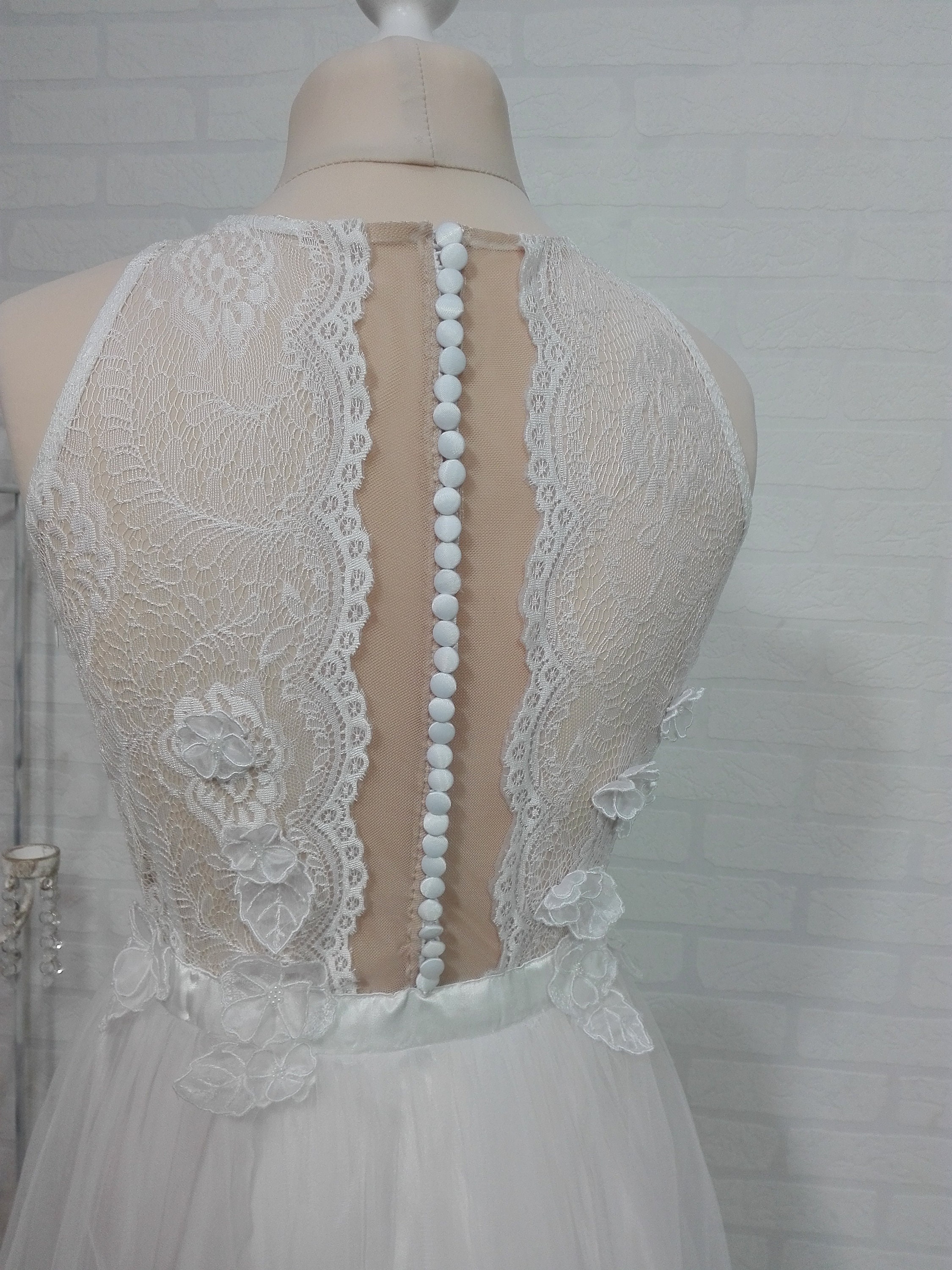 Summer Wedding Dress Buttons Decorated Dress Etsy
