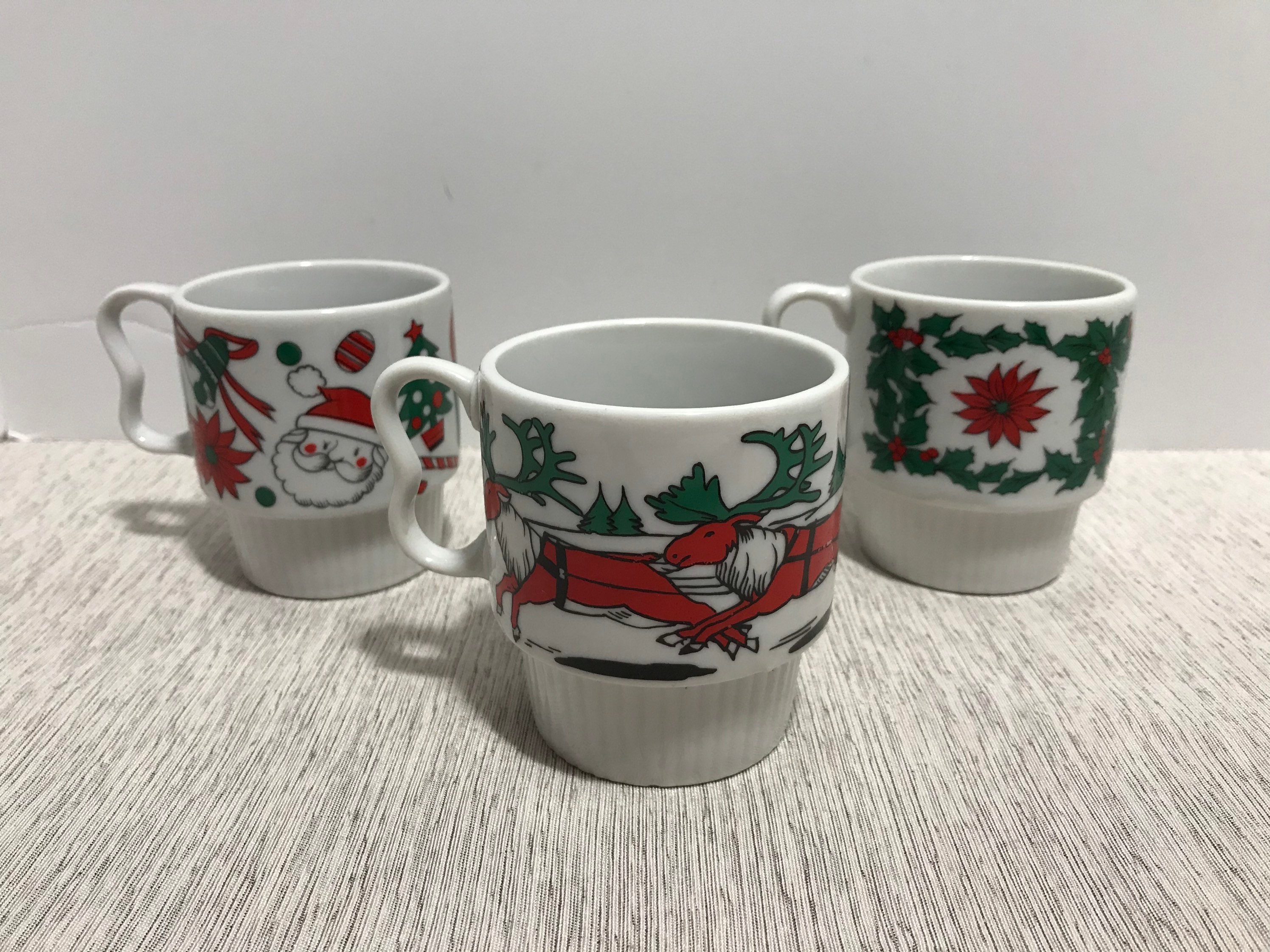 Vintage Japan Stackable Christmas Mugs Three Different - Etsy