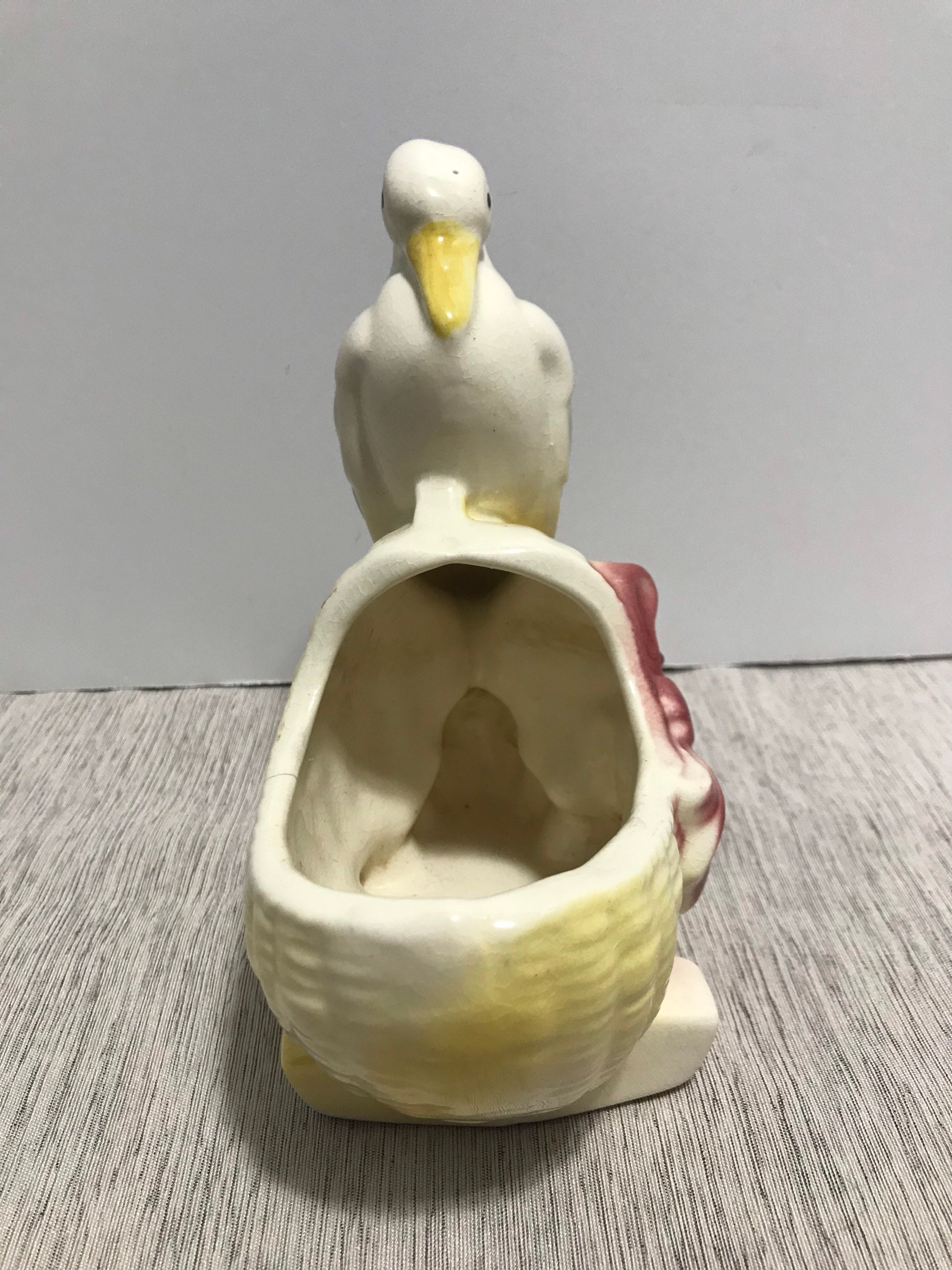 Vintage Royal Copley Stork Bird With Baby Carriage Bassinet Planter - Etsy