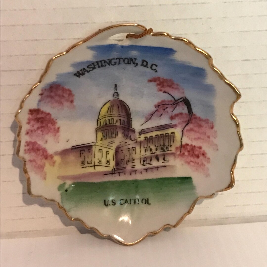 Vintage Gold Trimmed Washington DC Capitol Building Leaf Shaped ...